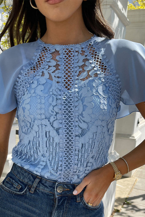 Baby Blue Lace Blouse *final sale* – BeauTIFFully Blessed Boutique